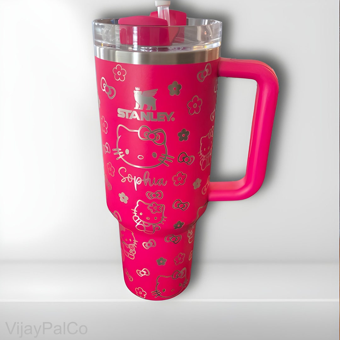 Custom Stanley Hello Kitty Pattern 40oz Engraved Tumbler, Handle ...
