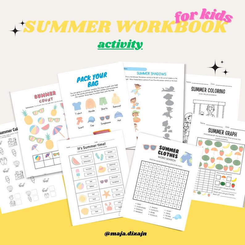 50 Printable Kids Workbook Activity Preschool Worksheets Writing ...