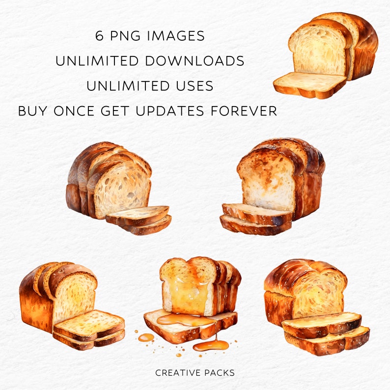 Watercolor Bread Clipart - PNG Instant Download for Commercial Personal ...
