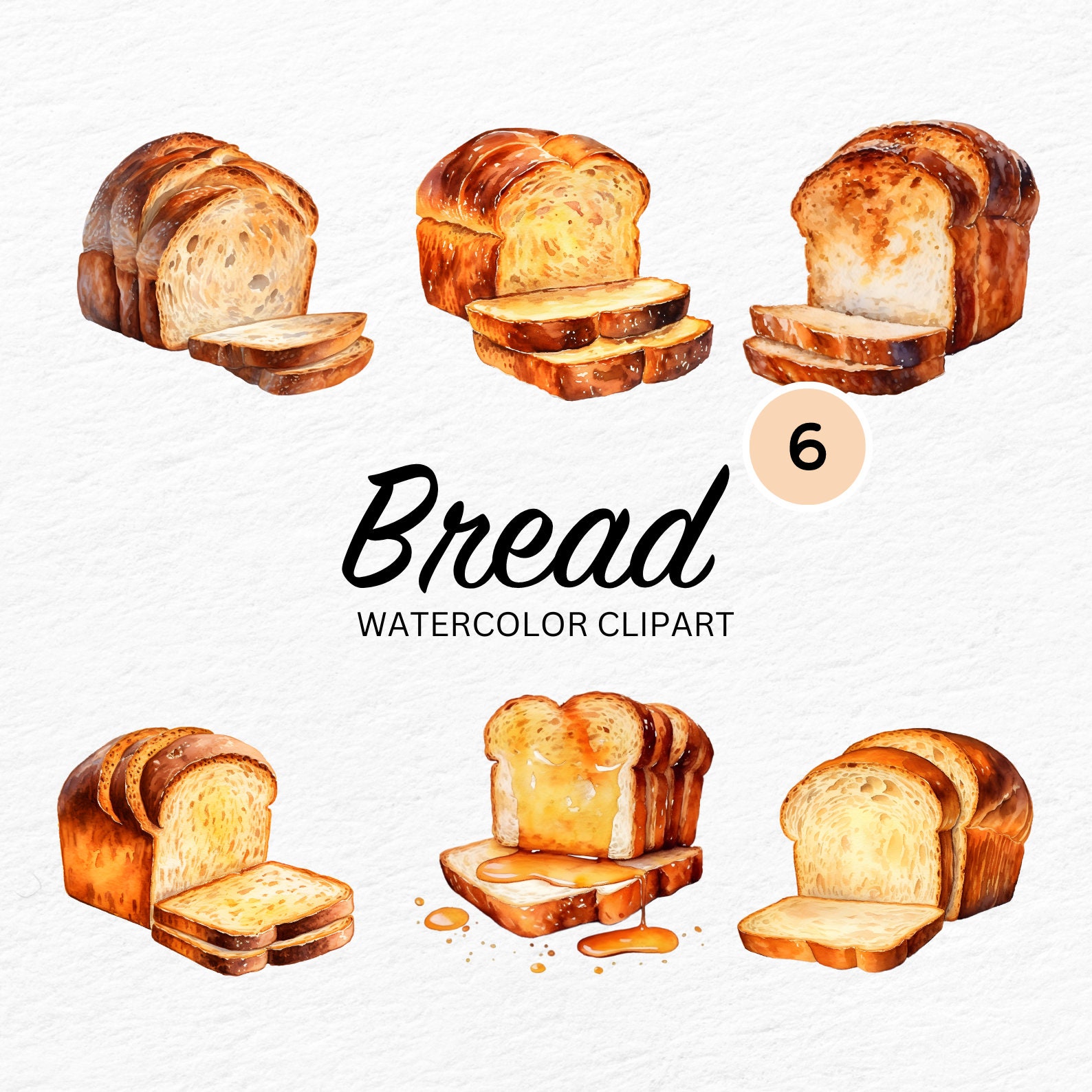 Watercolor Bread Clipart - PNG Instant Download for Commercial Personal ...