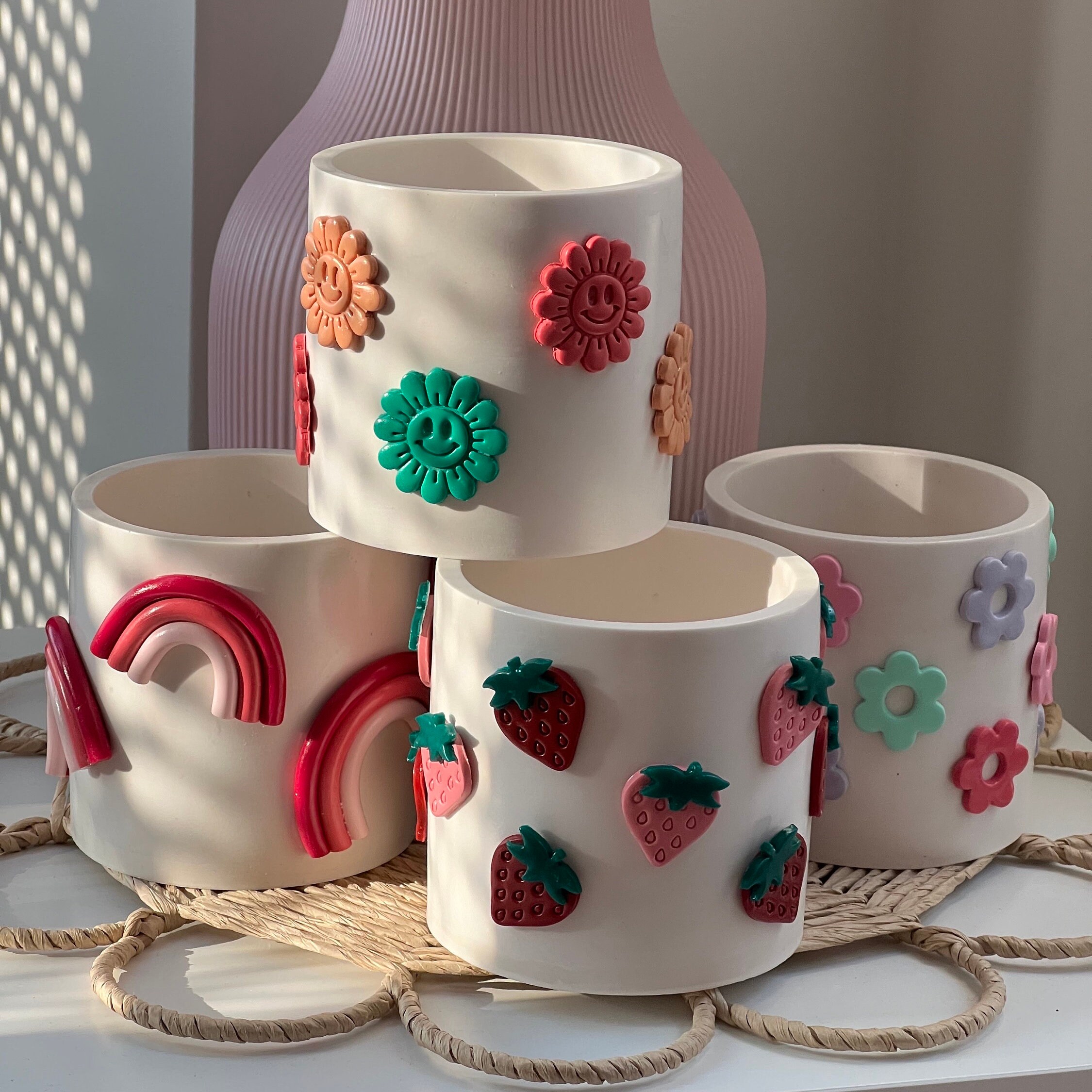 Colourful Funky Candle Containers | Rainbow Candle | Flower Candle ...