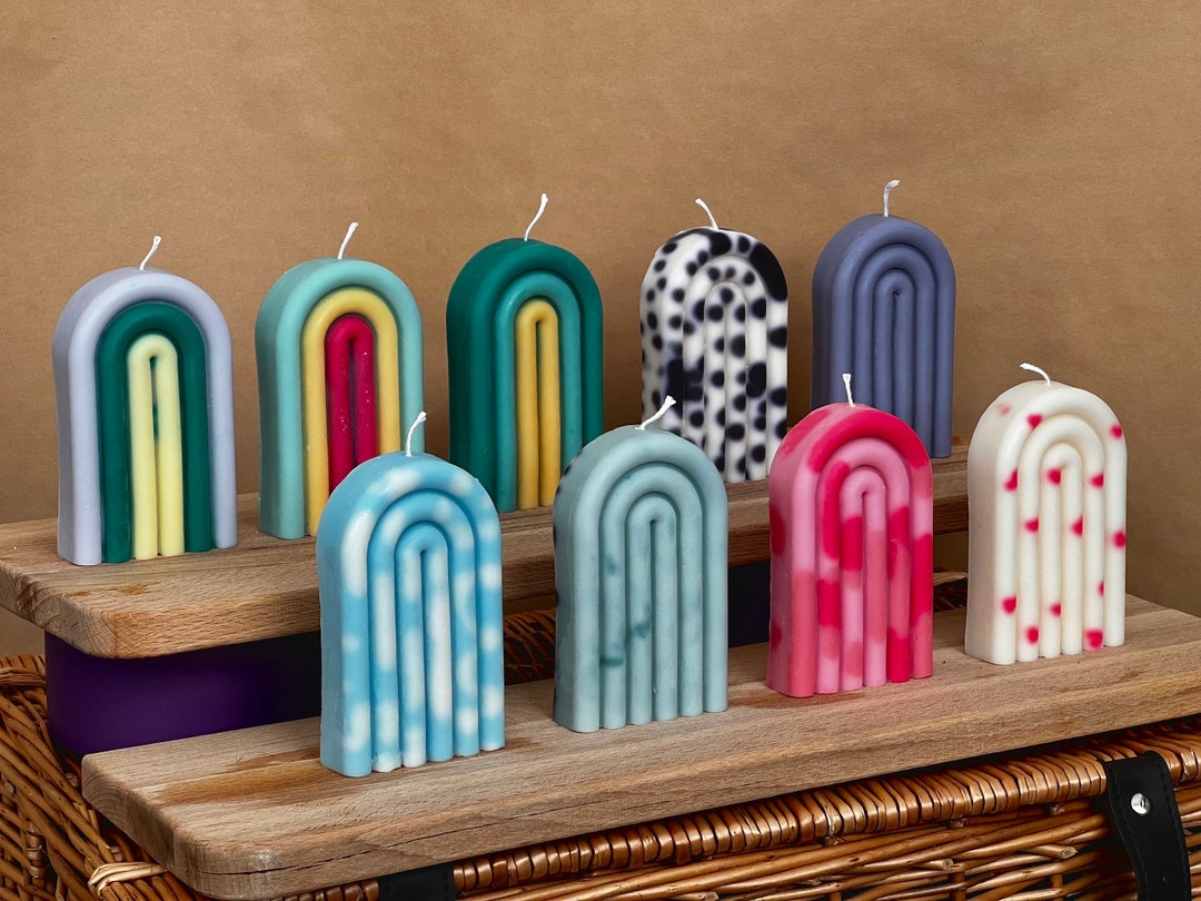 Funky Rainbow Candles | Soy Wax Candles | Home Decor | Shaped Candle ...