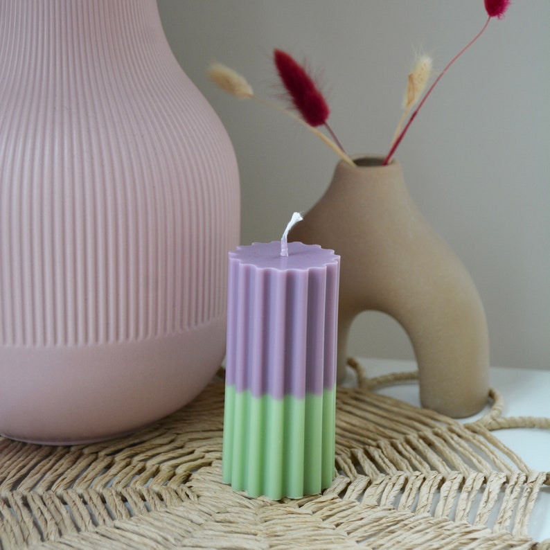 Colourful Ribbed Candle / Aesthetic Home Decor Candle / Soy Wax Candle ...