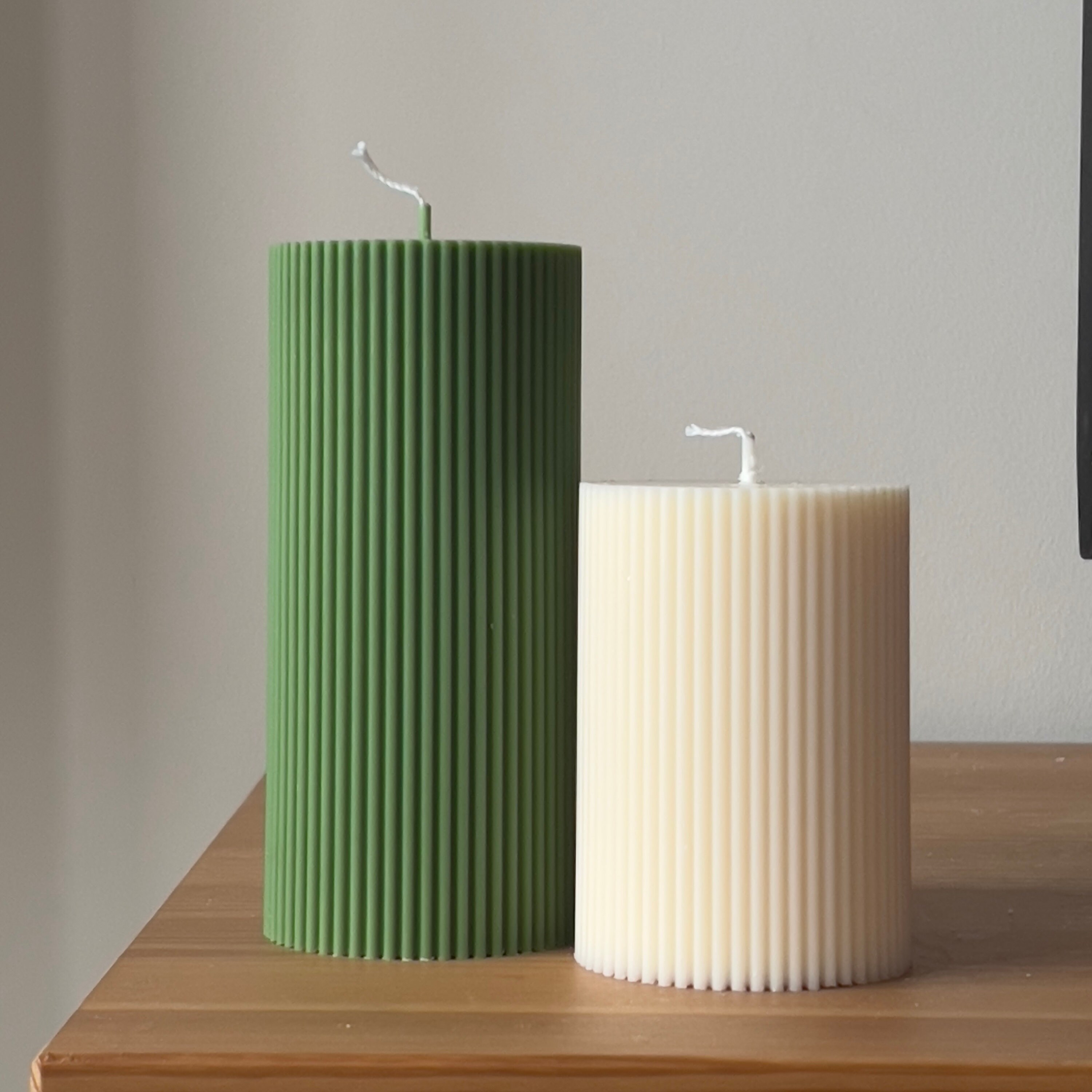 Ribbed Pillar Candle, Thick Column Candle Set, Decorative Pillar ...