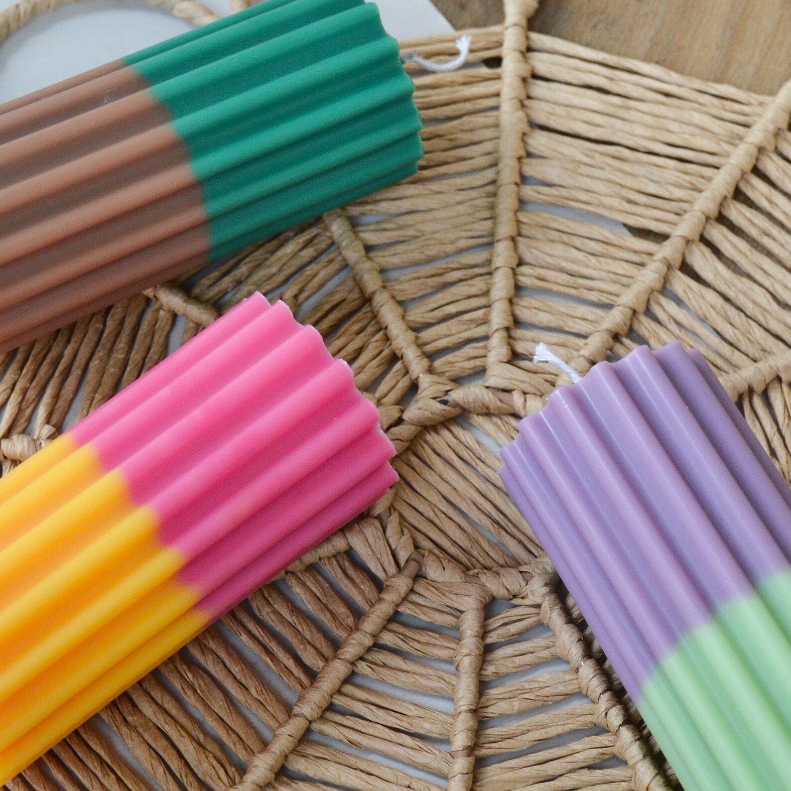 Colourful Ribbed Candle / Aesthetic Home Decor Candle / Soy Wax Candle ...