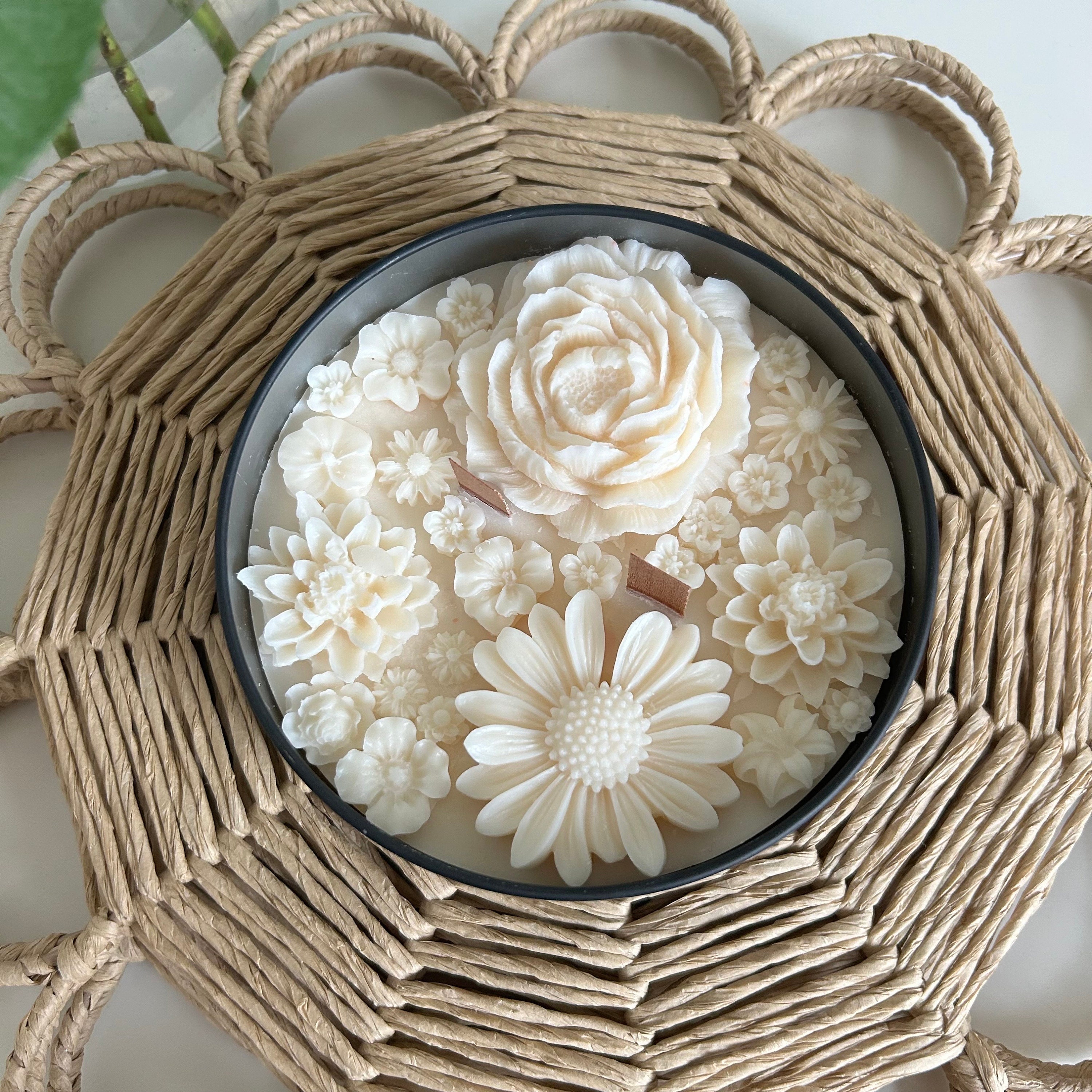 Flower Candle Botanical Candle 2 Wicks Blossom Christmas Gift ...