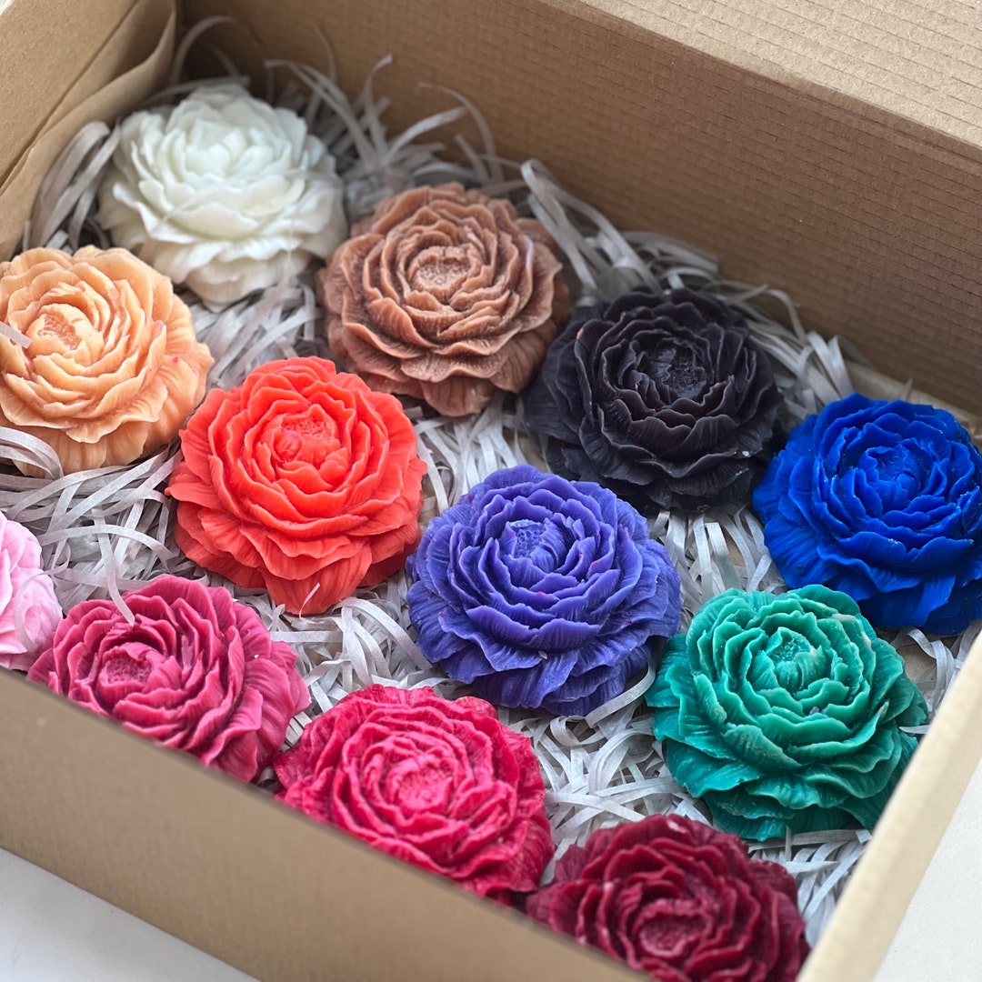 Flower Shaped Candle (1pc), Soy Wax Candle, Peony Candle, Birthday Gift ...