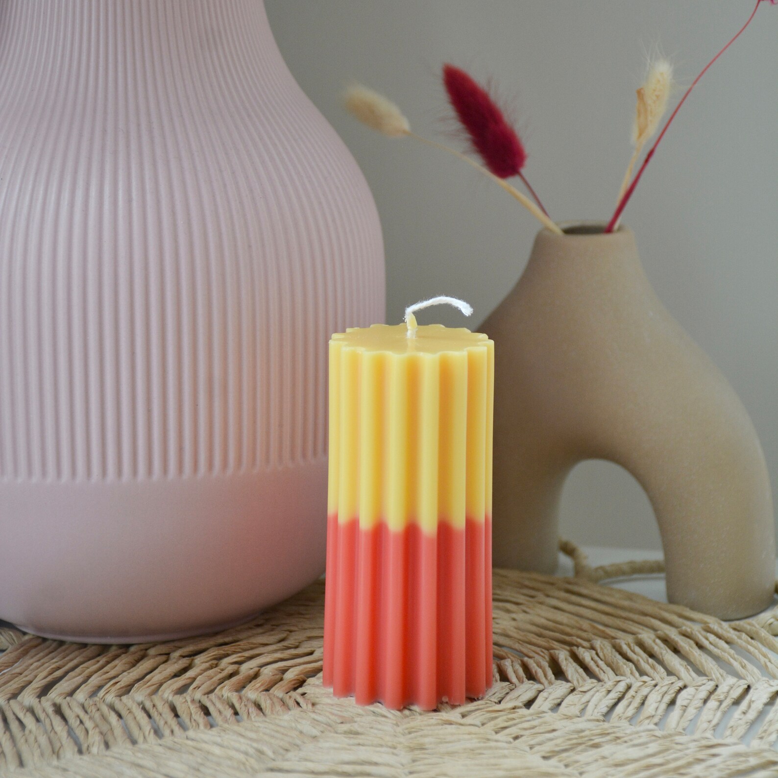 Colourful Ribbed Candle / Aesthetic Home Decor Candle / Soy Wax Candle ...