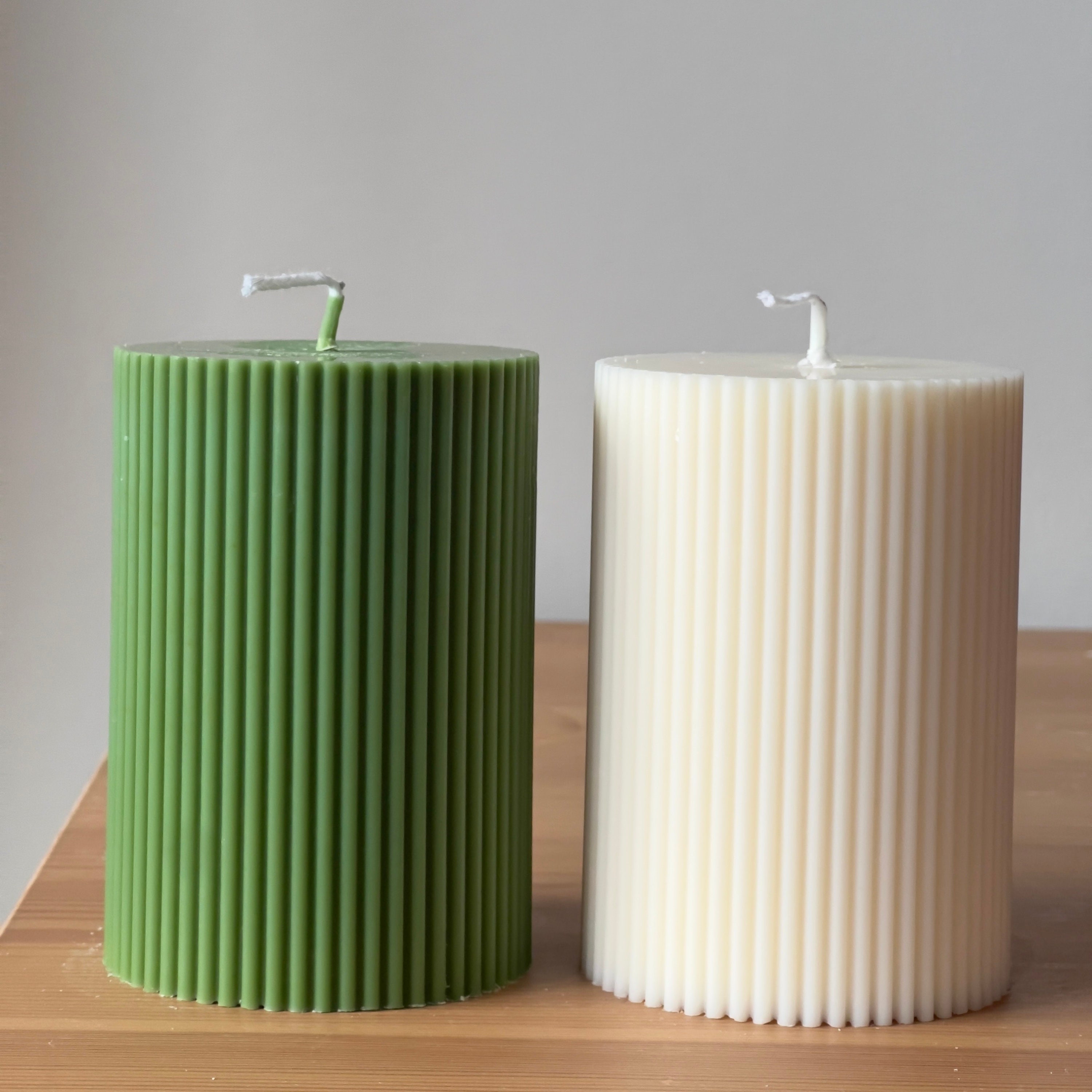 Ribbed Pillar Candle, Thick Column Candle Set, Decorative Pillar ...