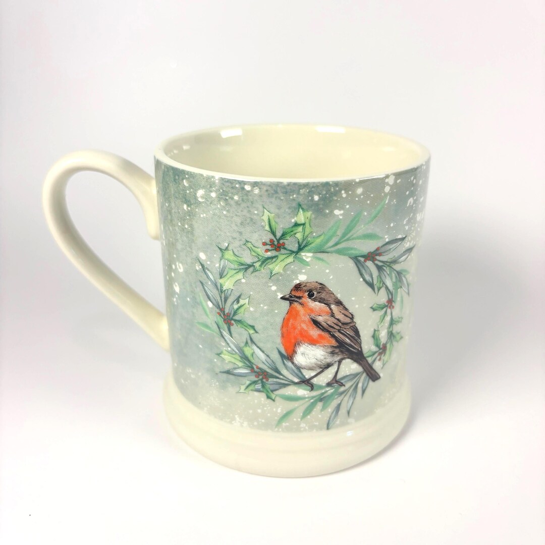 Christmas Robin Mug – Tesco Frosted Forest Stoneware Winter Cup - Etsy UK