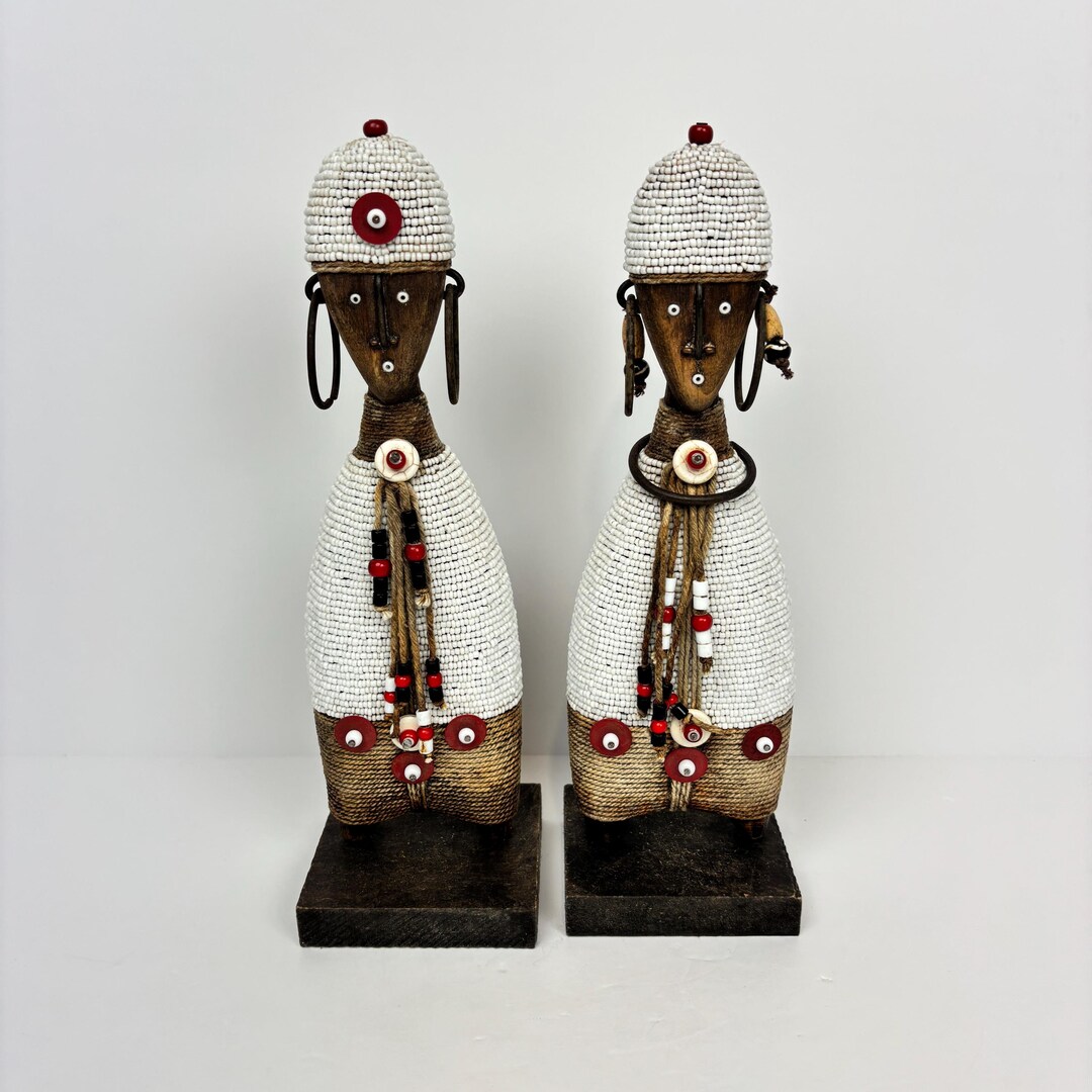 Namji Style Beaded Dolls Pair, African Tribal Figurines, 27cm - Etsy