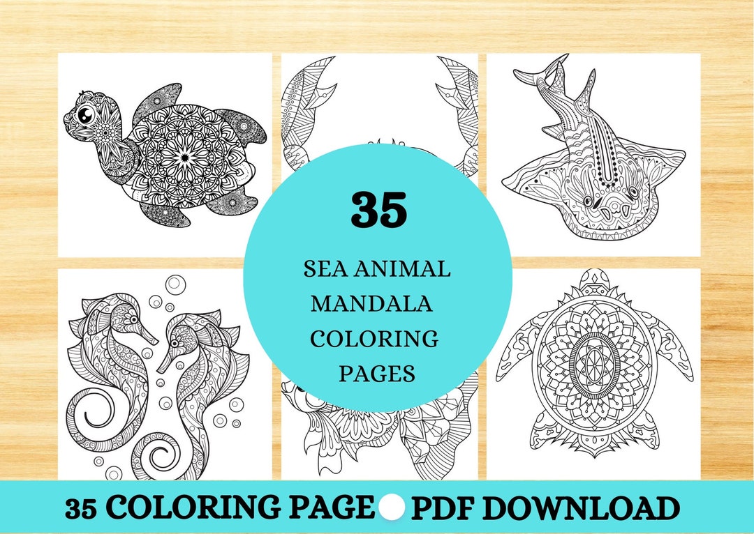 Printable Coloring Pages for Adults and Kids 35 Pages Sea Animal ...