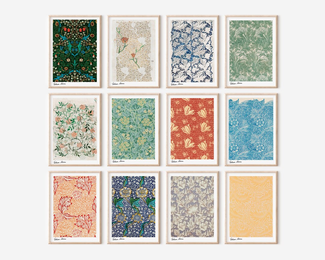 Digital Download Art Print Set, William Morris Set of 12, Printable Art ...