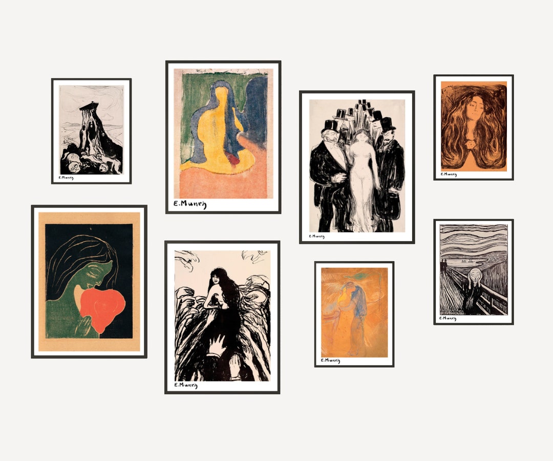 Edvard Munch Art Gallery Set of 8 Digital Download Prints, Famous Art ...