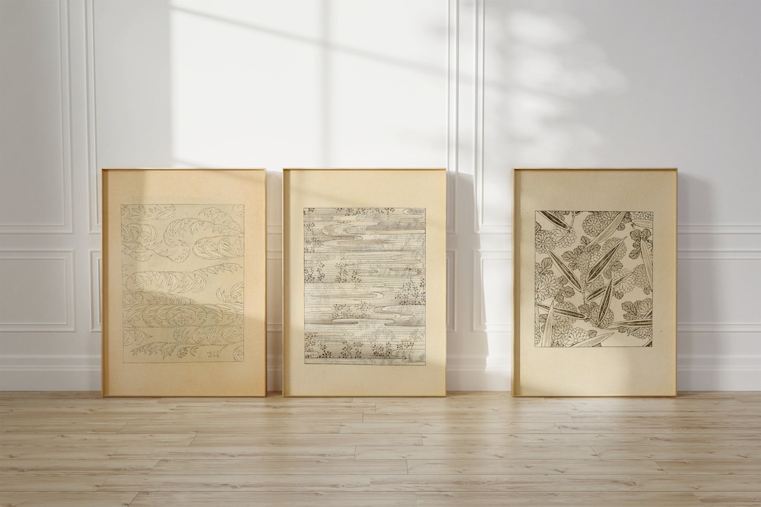 Set of 3 Japanese Abstract Art Prints Digital Download, Printable Art ...