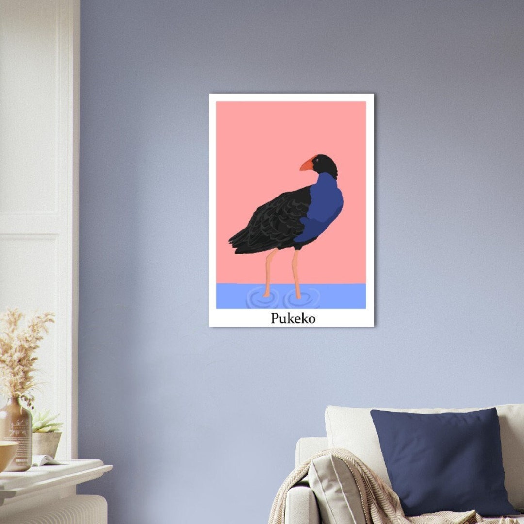 Minimalistic Pukeko Bird Print - Etsy