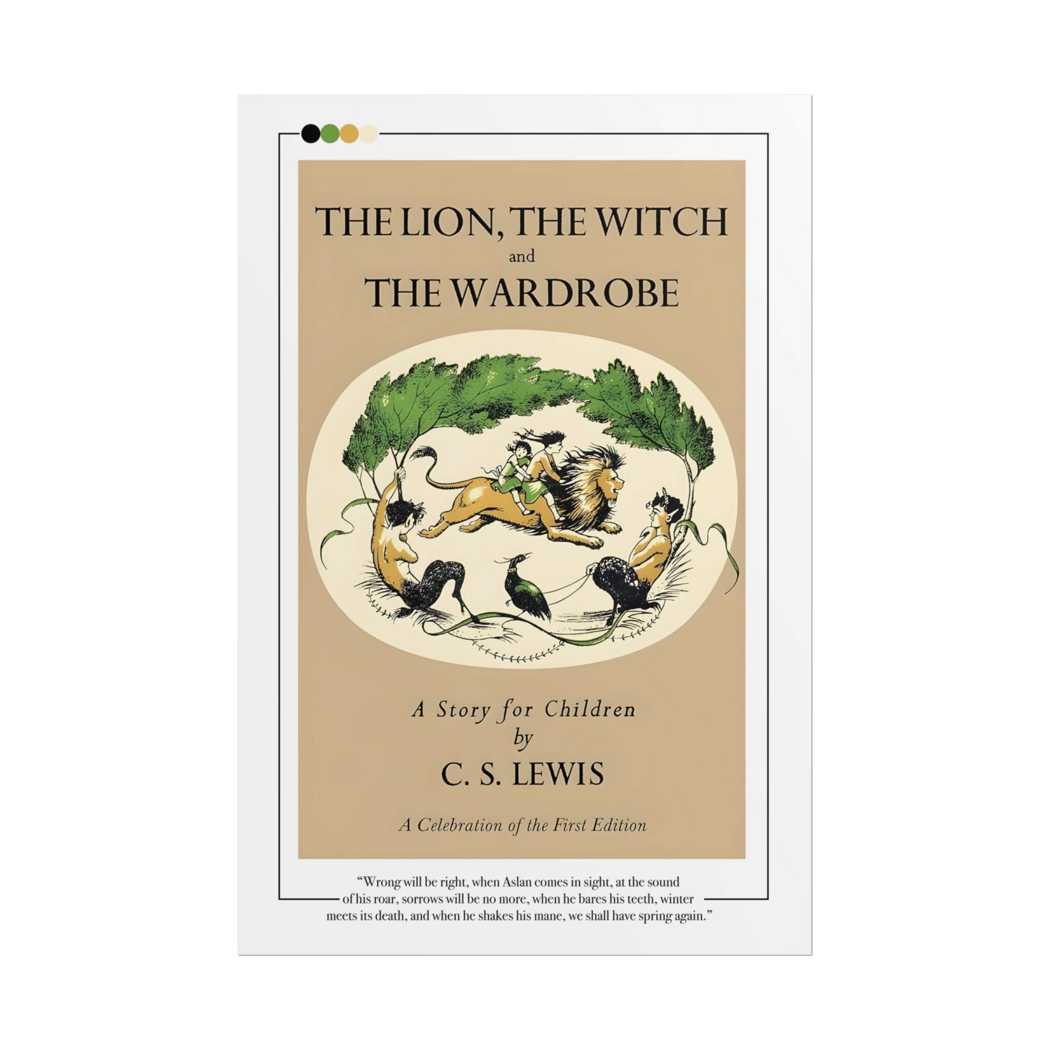 The Lion, the Witch and the Wardrobe Book Cover Art Print Narnia ...