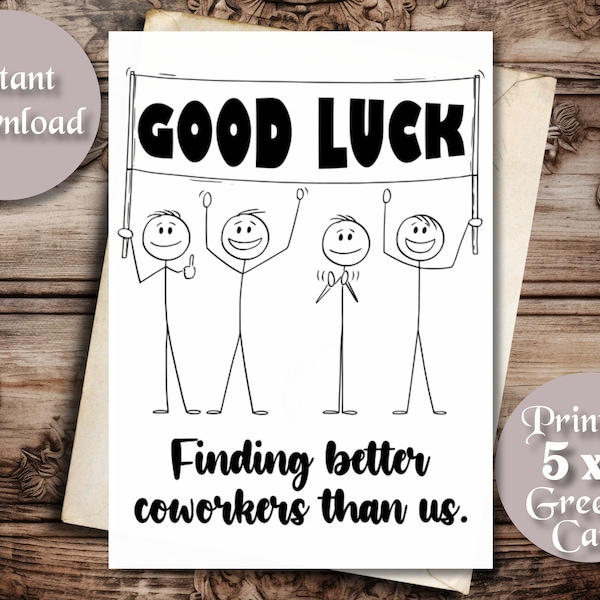 Good Luck Coworker Downloadable Card - Etsy