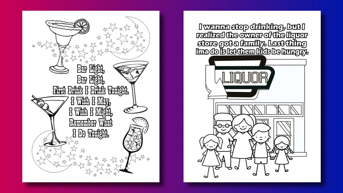 50 Sarcastic Drunk Printable Coloring Pages With Funny Quotes - Etsy