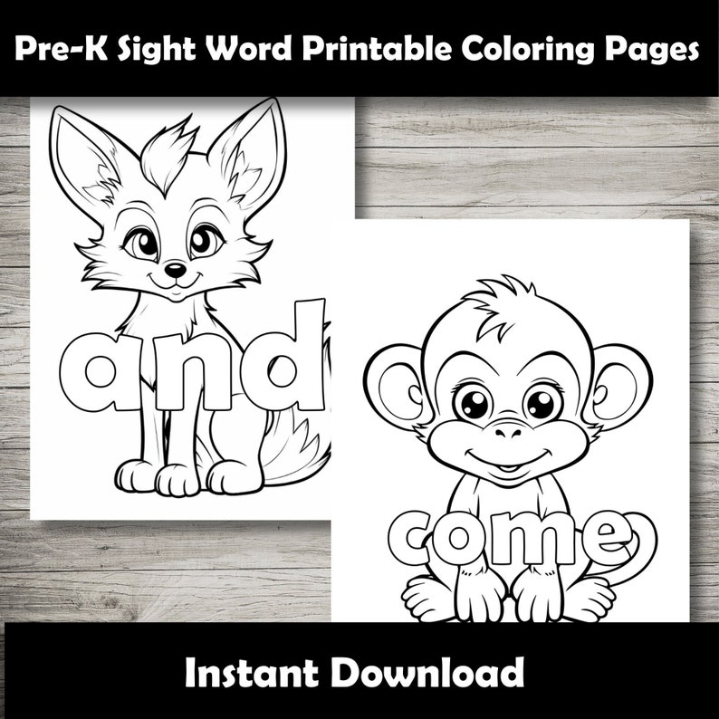 Pre-k Sight Words Printable Coloring Pages Educational - Etsy