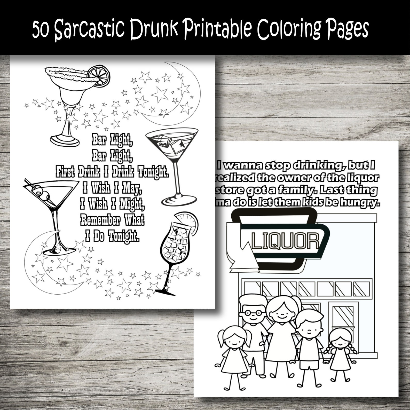 50 Sarcastic Drunk Printable Coloring Pages With Funny Quotes - Etsy