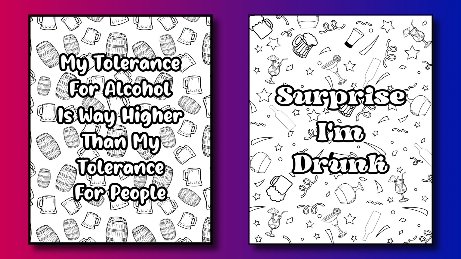 50 Sarcastic Drunk Printable Coloring Pages With Funny Quotes - Etsy