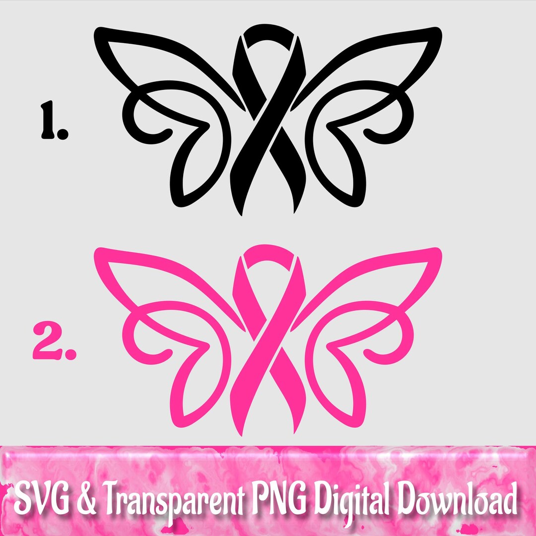 Butterfly Ribbon, SVG, PNG, Butterfly Awareness Ribbon Svg, Cancer ...