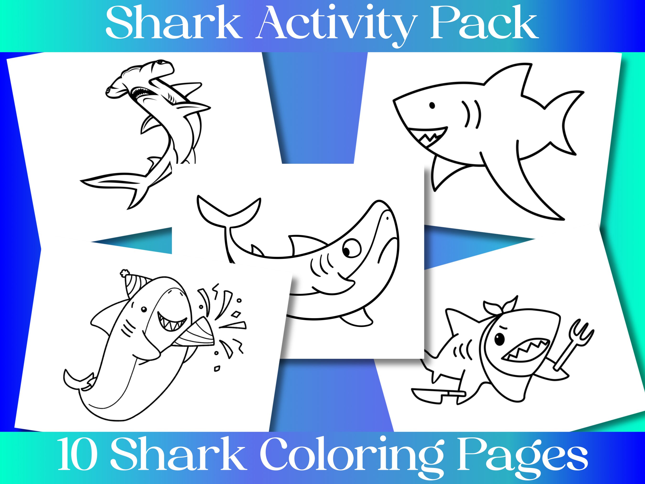 Shark Activity Pack Shark Week Fun Shark Coloring Pages - Etsy