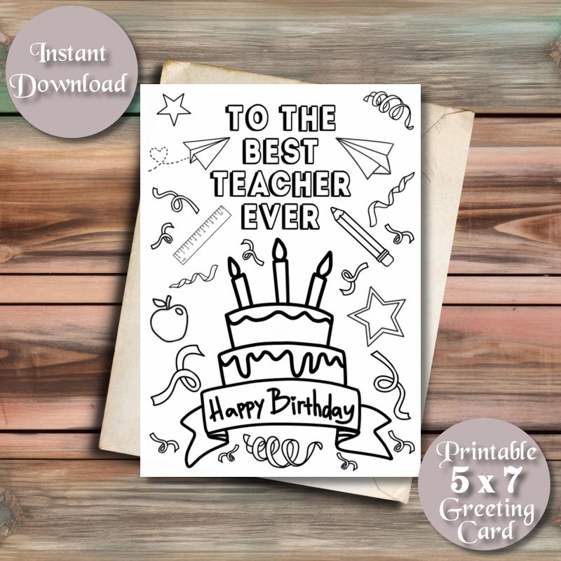 Teacher Birthday Card - Etsy