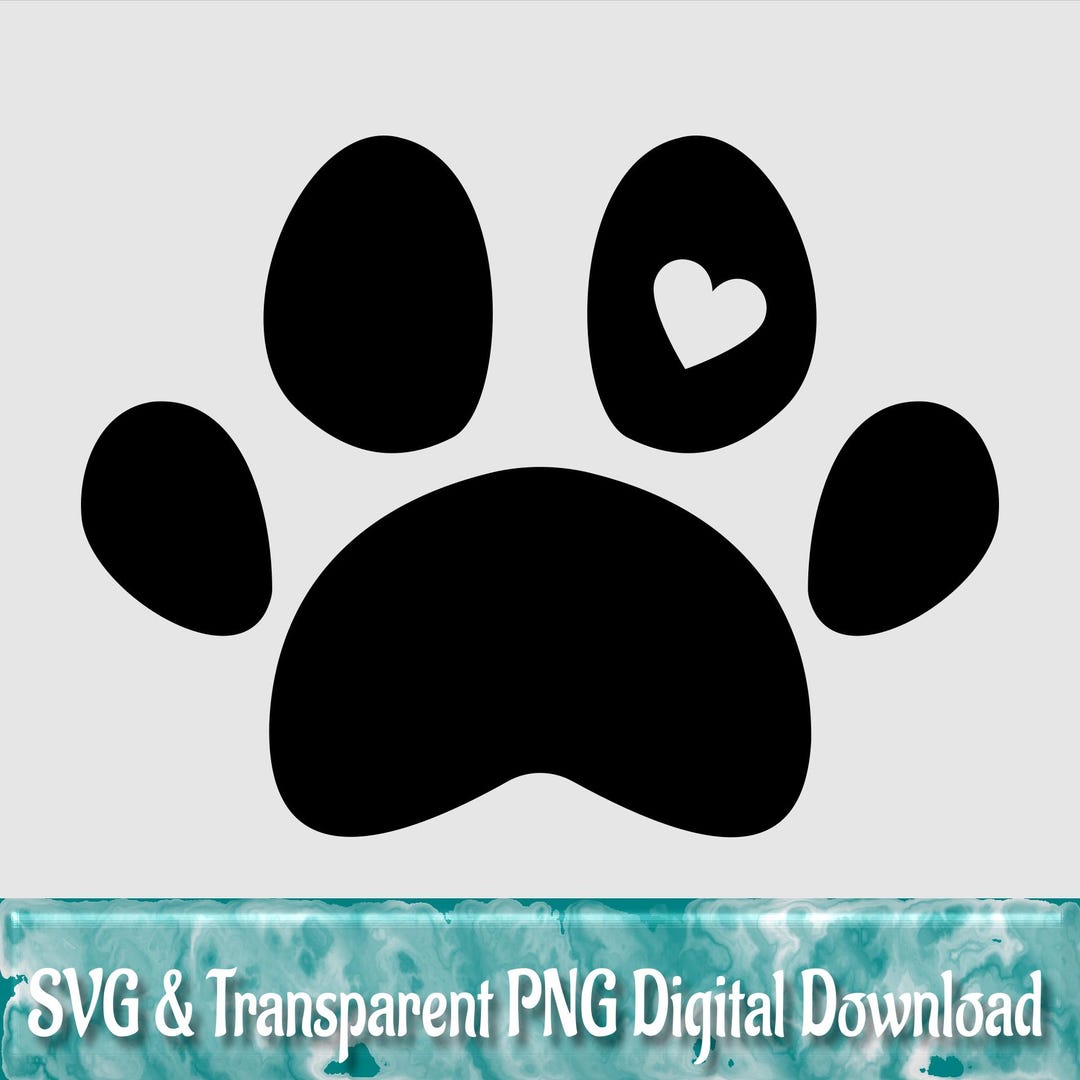 Paw Print Heart SVG: Dog Animal Cut File (digital Download) - Etsy