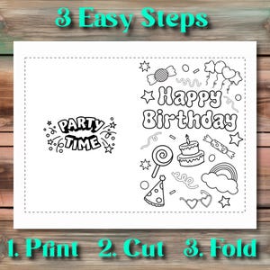 Printable Birthday Card: Colorable DIY Gift Card | PDF Download 5x7in ...