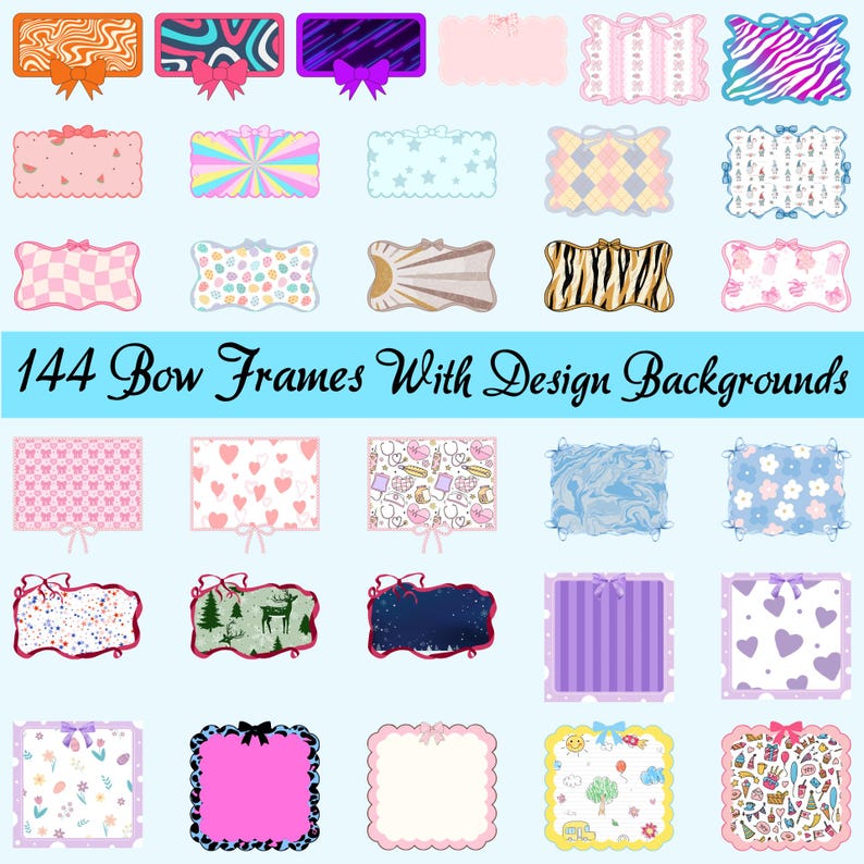 Bow PNG Frames Mega Bundle – 565 Digital Frames With Patterned, Solid ...