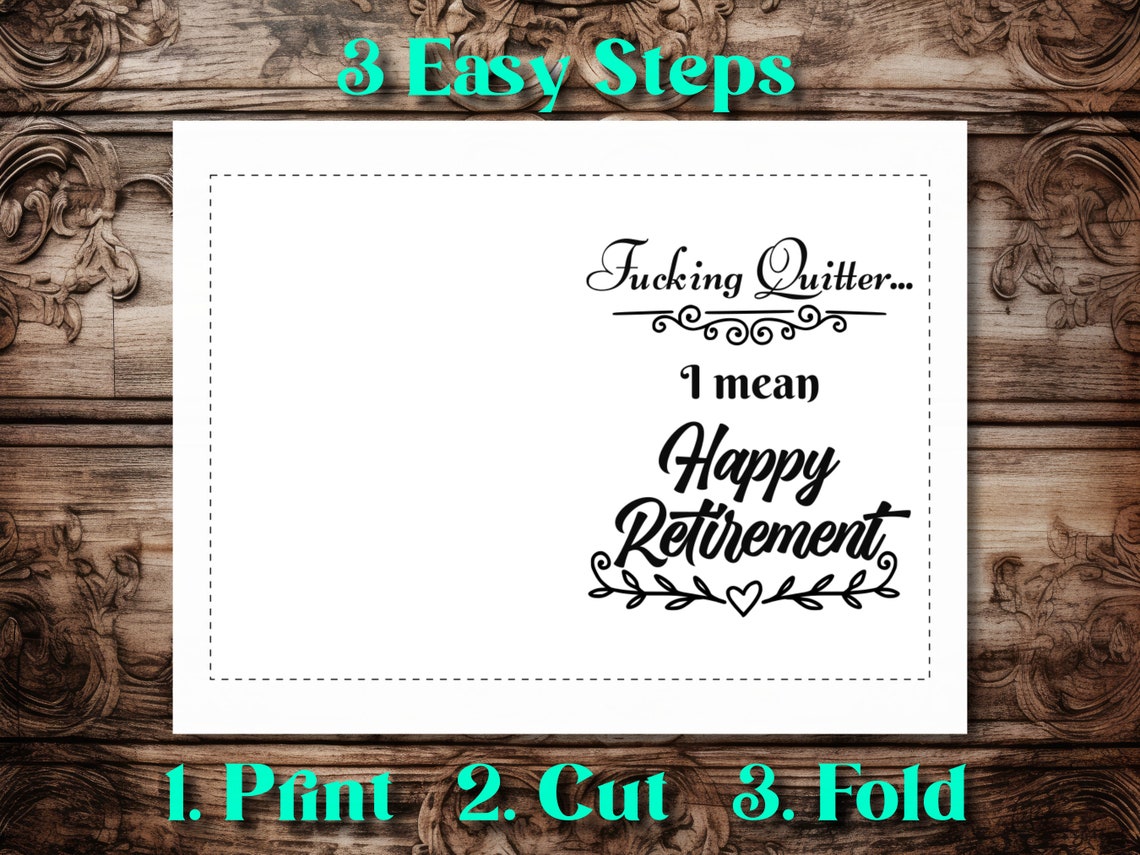 Fucking Quitter I Mean Happy Retirement, Funny Card, Inappropriate Card ...