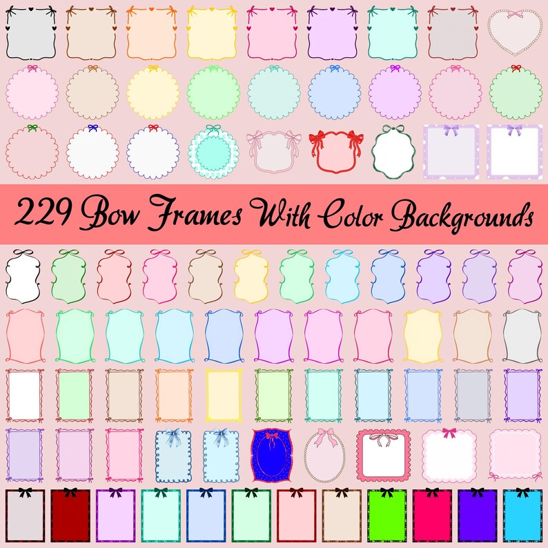 Bow PNG Frames Mega Bundle – 565 Digital Frames With Patterned, Solid ...