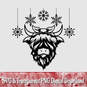 Vintage Christmas Cow SVG: Western Snowflakes PNG | Digital Download - Etsy