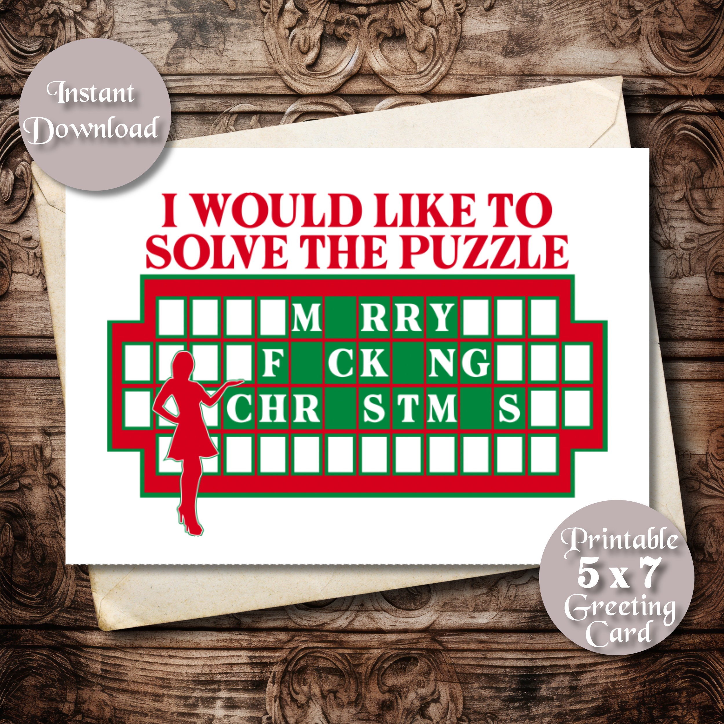 Merry Fucking Christmas, Printable Christmas Card, Rude Christmas Card ...