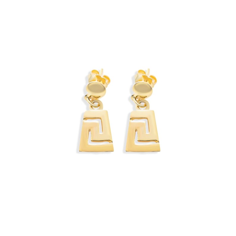 Ancient Greek Key Earrings meander Symbol Short Gold Dangle - Etsy