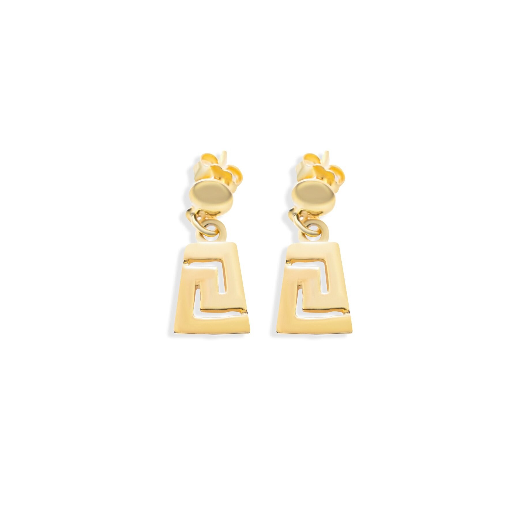 Ancient Greek Key Earrings meander Symbol Short Gold Dangle - Etsy
