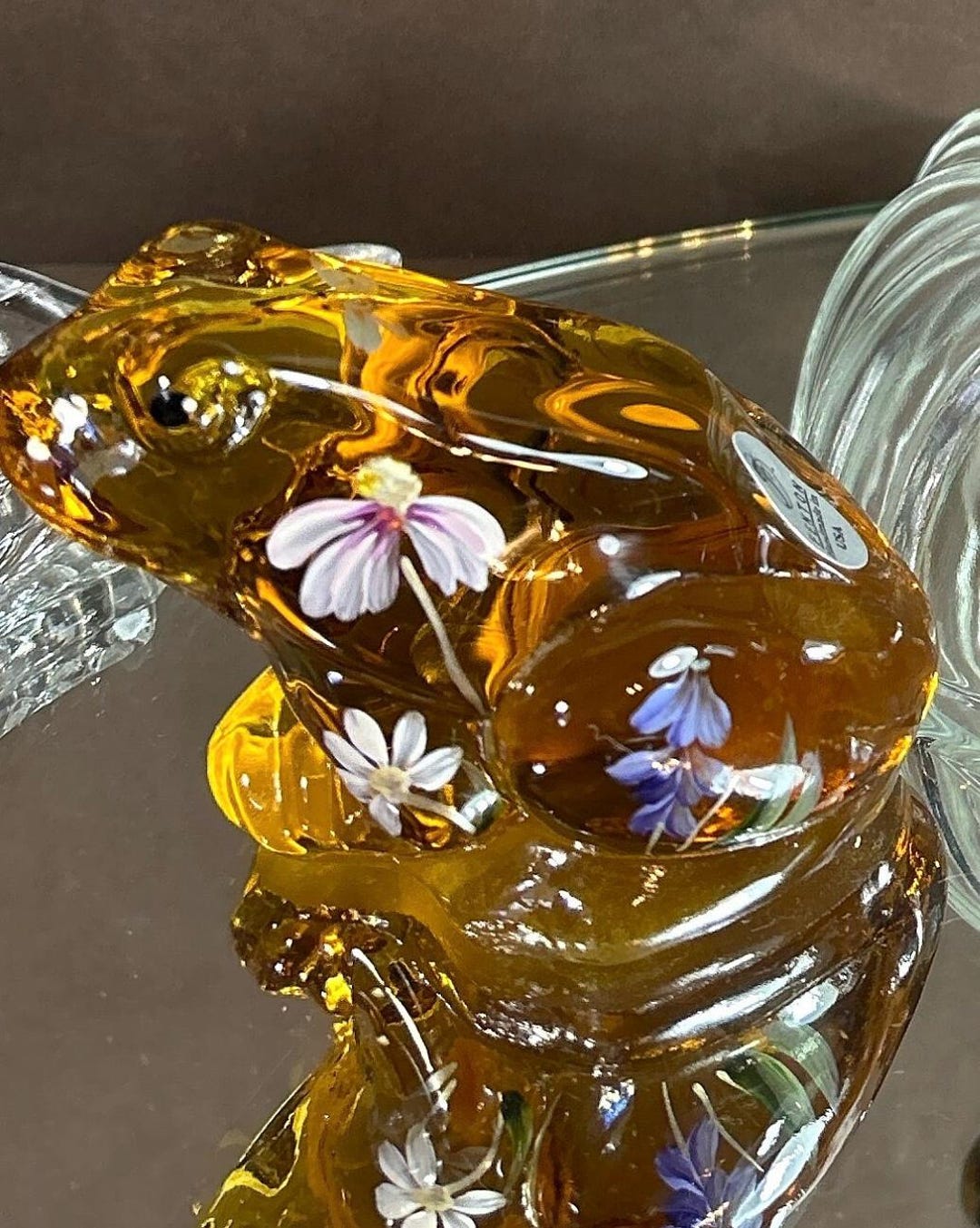 Vintage Fenton-lenox Frog/toad Autumn Gold Hand Painted Floral Signed ...