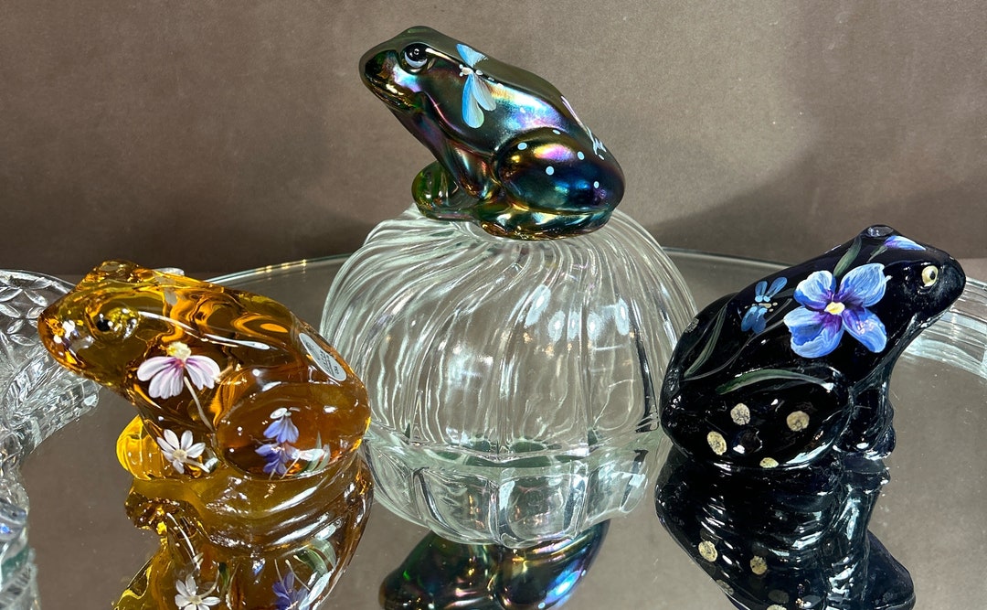 Vintage Fenton Frogs/toads Emerald Green, Purple Amethyst and Autumn ...