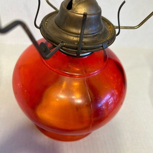 Antique Ruby Red Flashed Eagle Burner Kerosene Lamp White Hobnail Milk ...