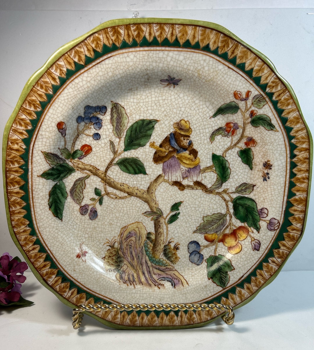 Antique Decorative Chinoiserie Musical Monkey Plate Heavy 10 3/8 Plate ...