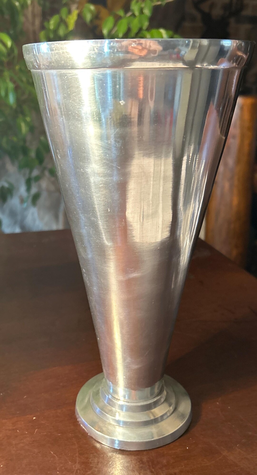 Large Aluminum Vase 11.5 Art Deco Metal Vase, Aluminum, Silver Vase ...