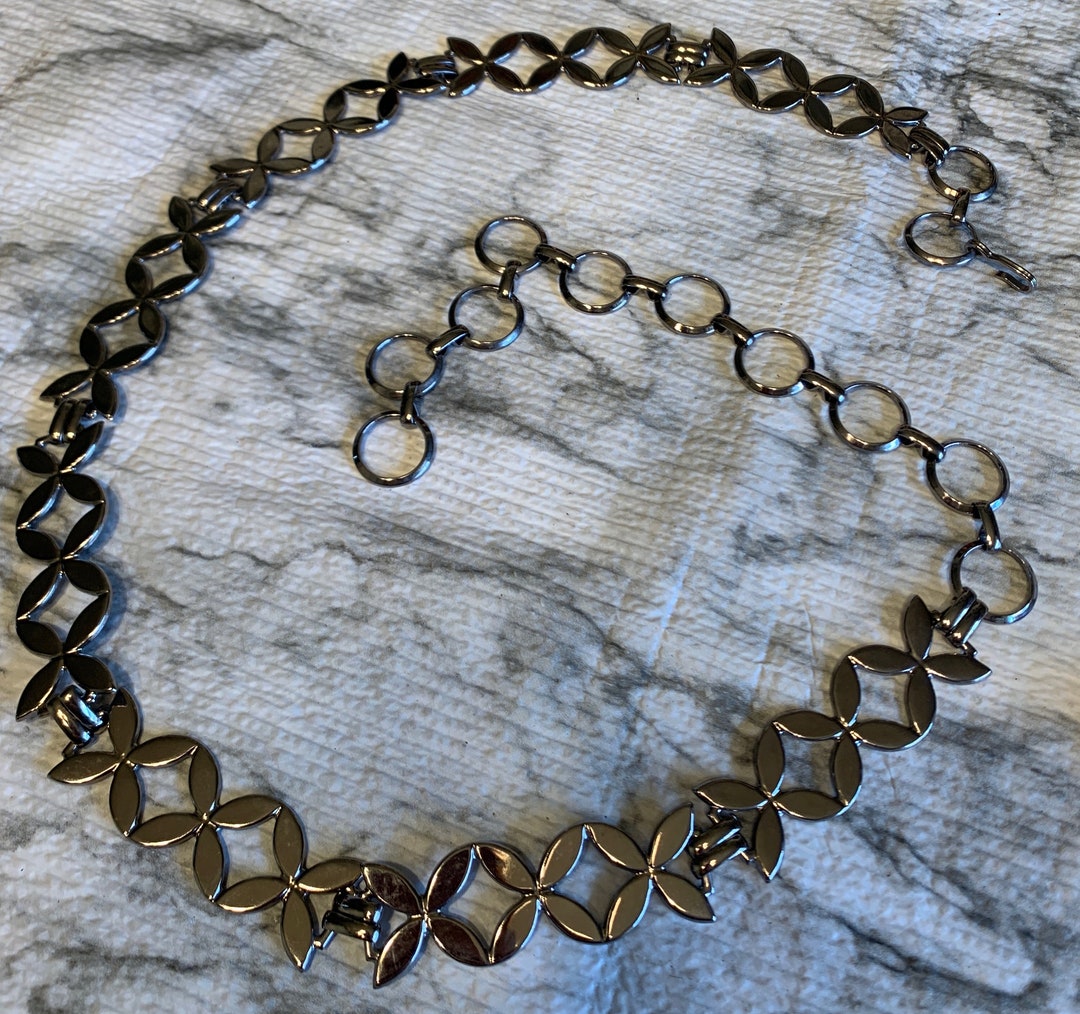 Vintage Chain Belt Silver Daisy Design 1970s Belt Adjustable - Etsy