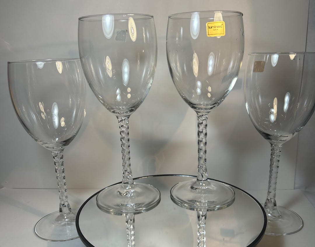 Vintage Set of 4 Luminarc Wine Glasses Clear Wine Glassware Barware 7 3 ...