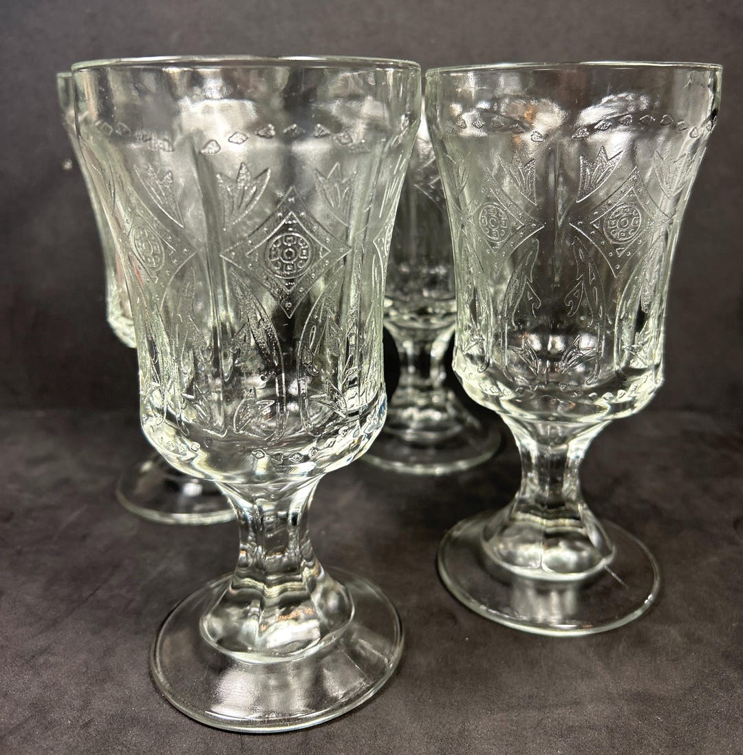 Vintage Indiana Glass Federal Recollection Clear Set of 4 Thick Heavy ...