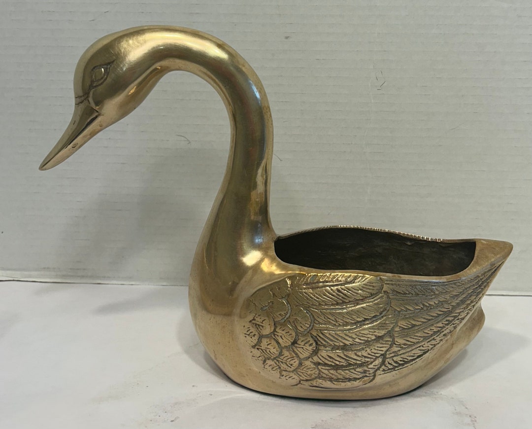 Vintage Rare Find! Large Brass Swan Planter Mid-century Statue Goose ...