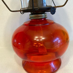Ruby Red Flashed Eagle Burner Kerosene Lamp White Hobnail Milk Shade ...