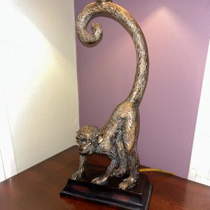 Vintage Palm Tree Monkey Lamp 25.5 T Base to Finial, 5 Base. Burgundy ...