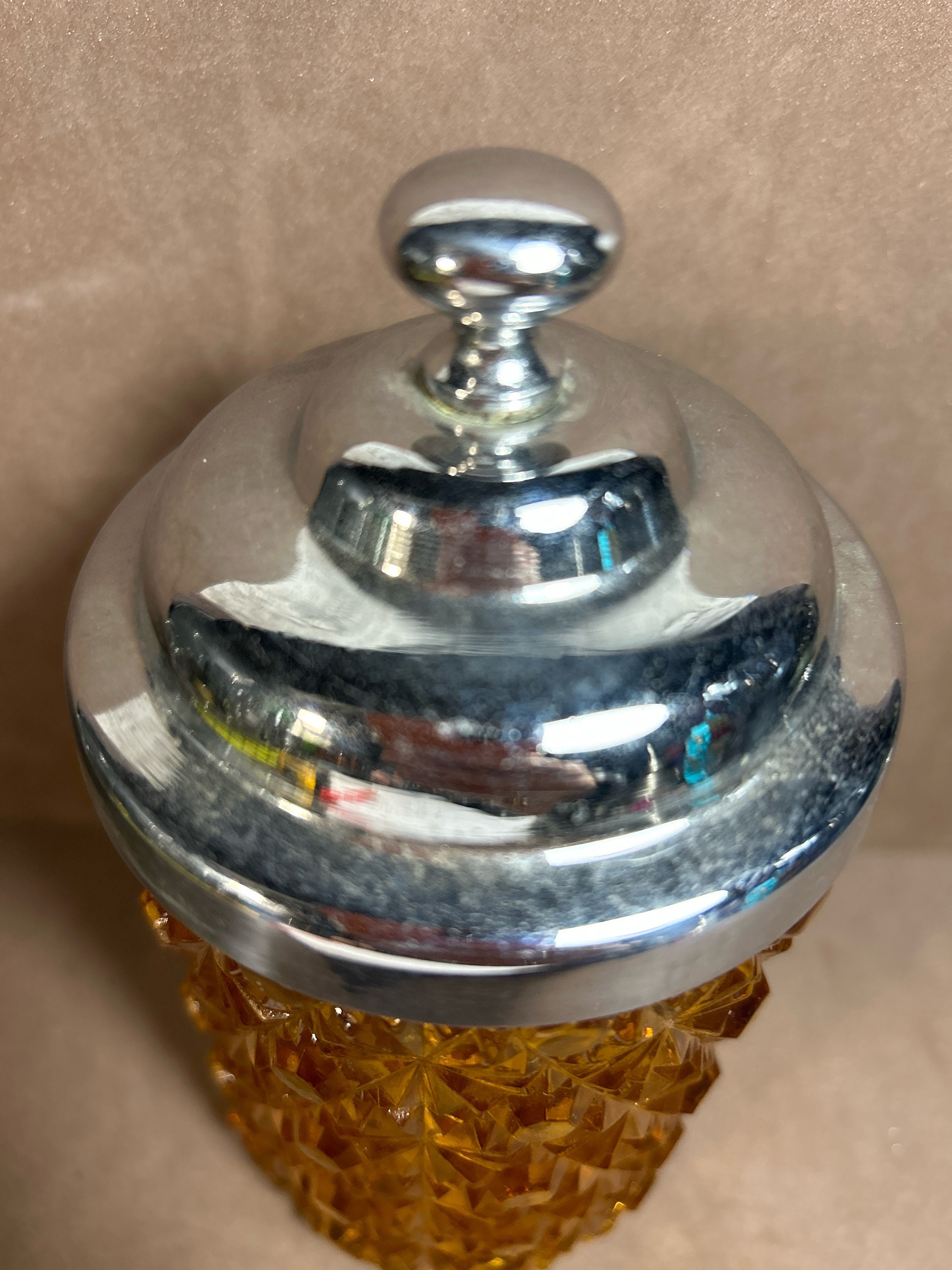 Vintage Rare Amber Jar Daisy and Button Unmarked Pickle Jar Metal Lid ...